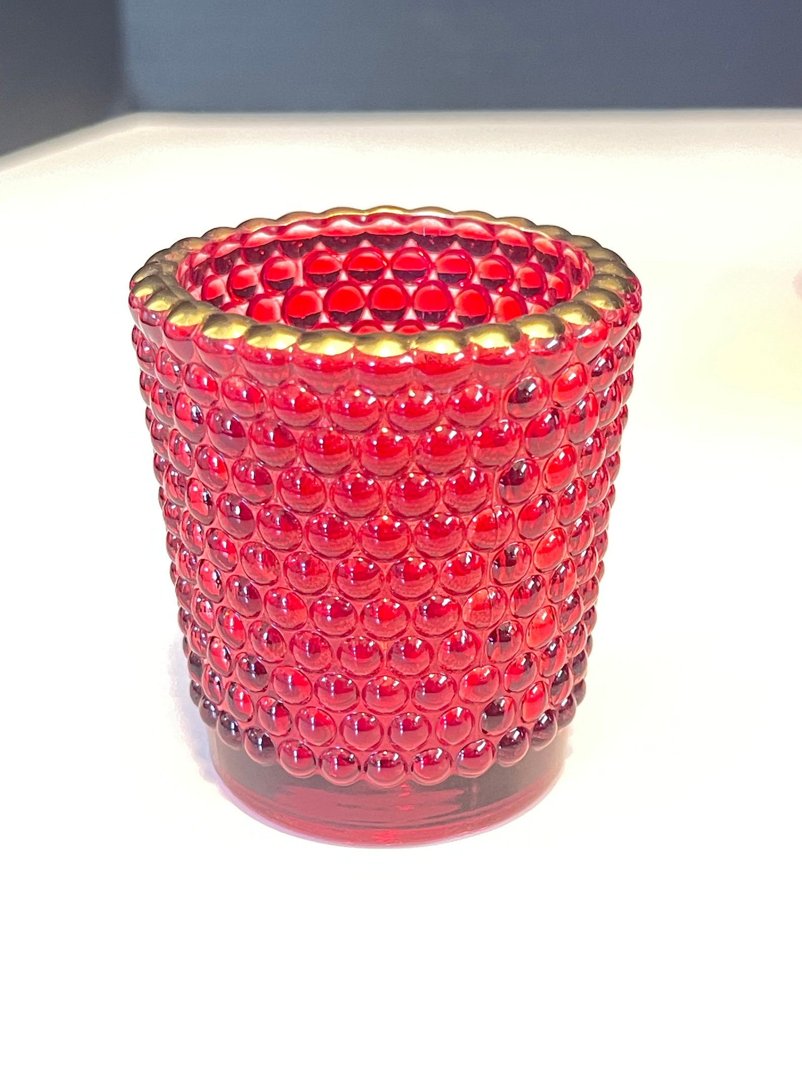 Red Hobnail Votive Candle Holders With Gold Trim, Sold Individually - Etsy