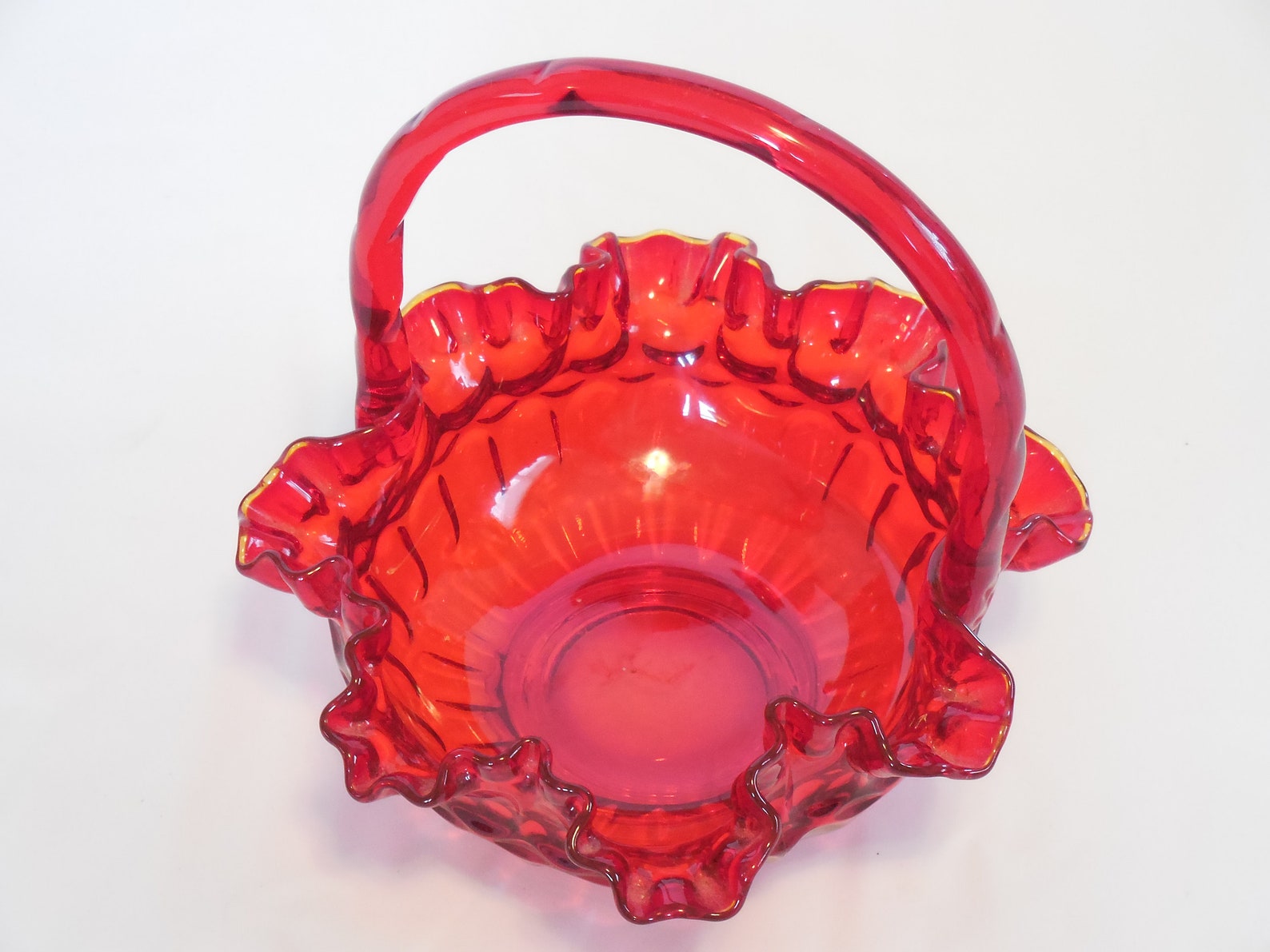 Fenton Ruby Thumbprint 8" Basket - Etsy