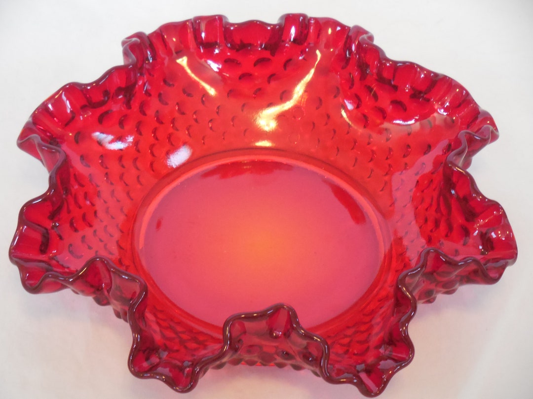 Red Hobnail Candy Bowl, Crimped, Ruffled Edge - Etsy