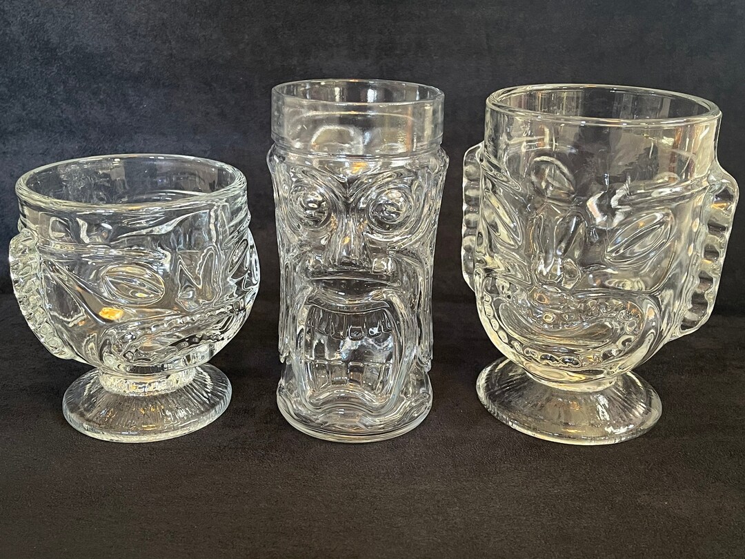 Clear Glass Two Faced Tiki Mugs - Etsy