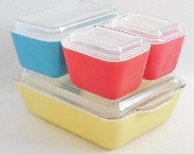 Pyrex Primary Colors Fridgie Set, Refrigerator Storage Set - Etsy