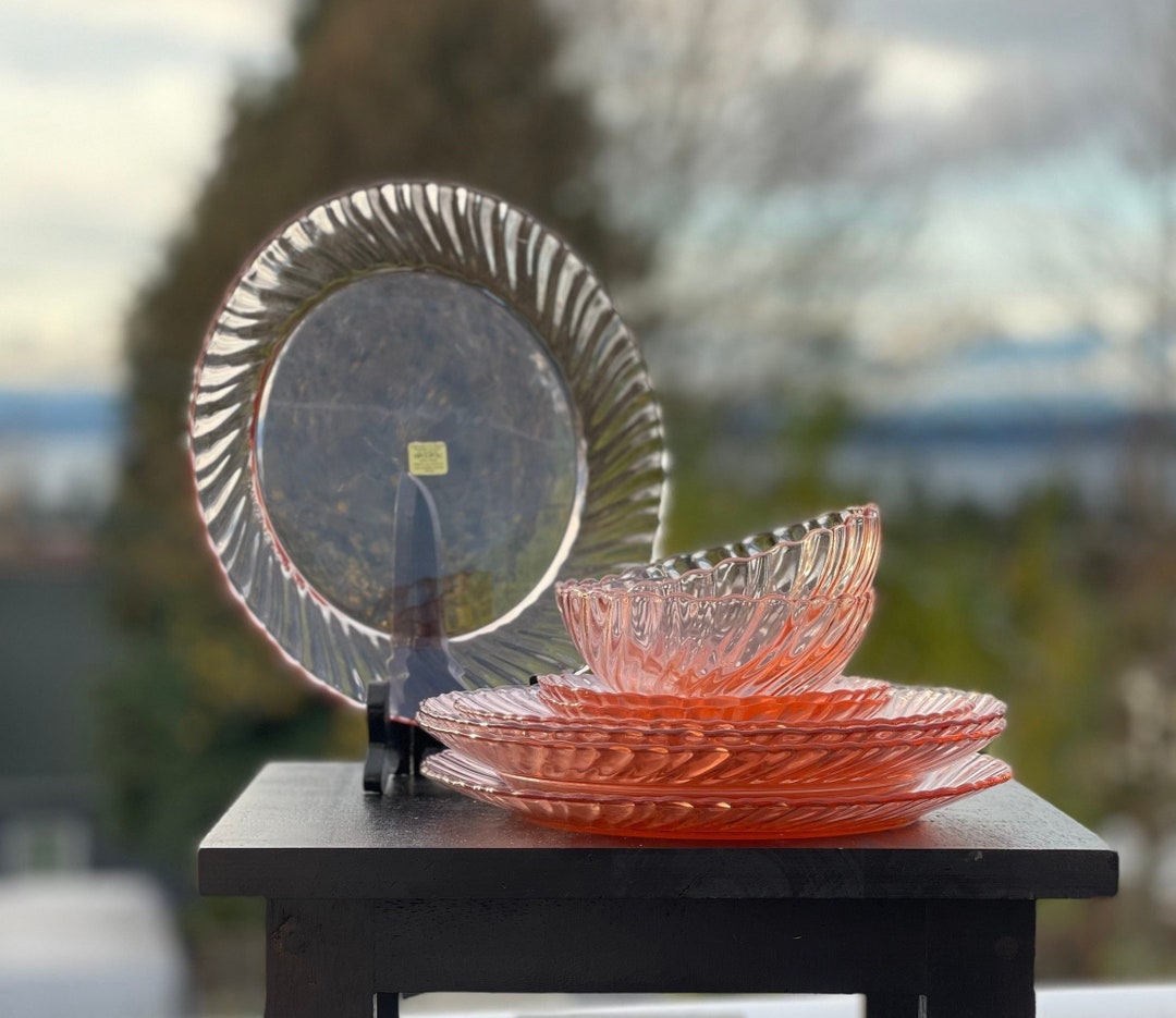 Arcoroc Pink Swirl Dinnerware (lunch) Set - Etsy