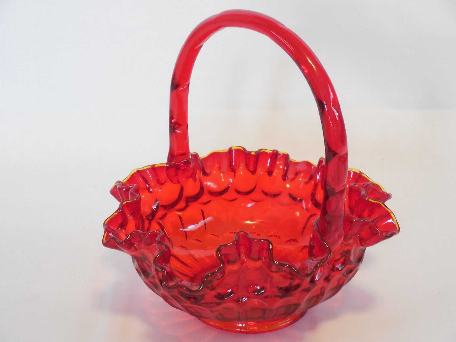 Fenton Ruby Thumbprint 8" Basket - Etsy