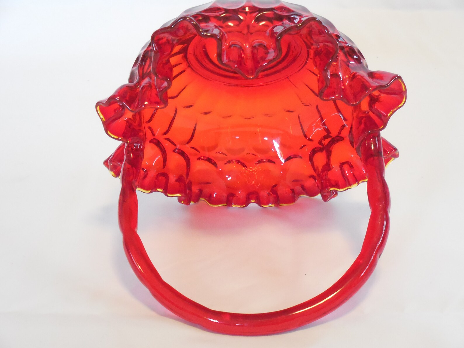Fenton Ruby Thumbprint 8" Basket - Etsy