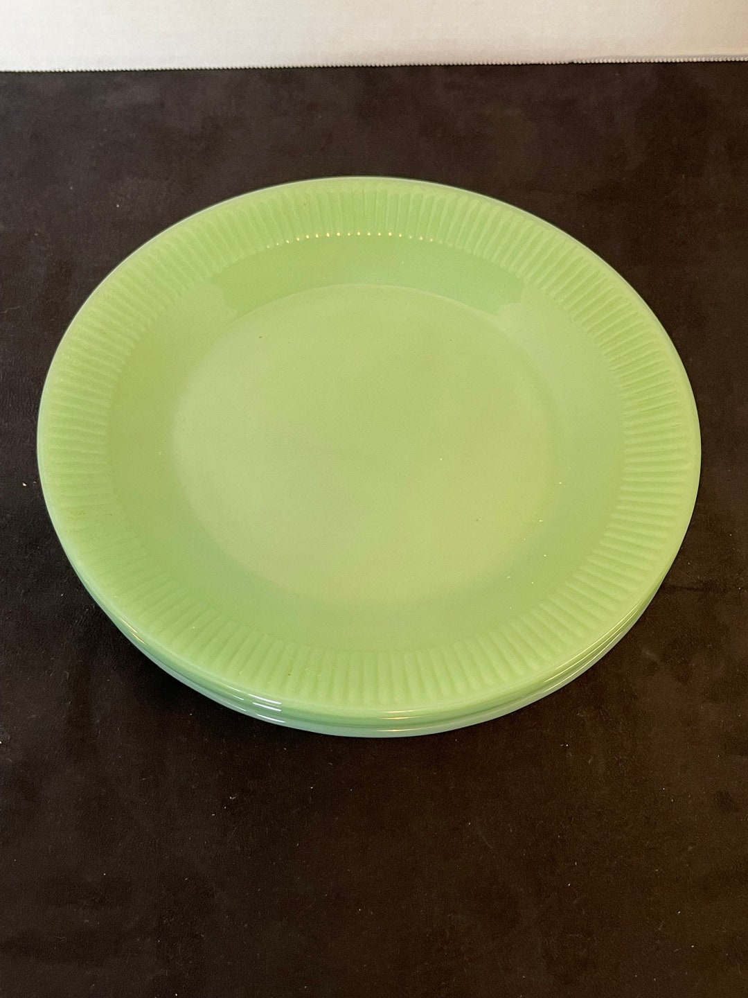 Fireking Jadite Jane Ray 9” Dinner Plate Green Ribbed Glass - Etsy