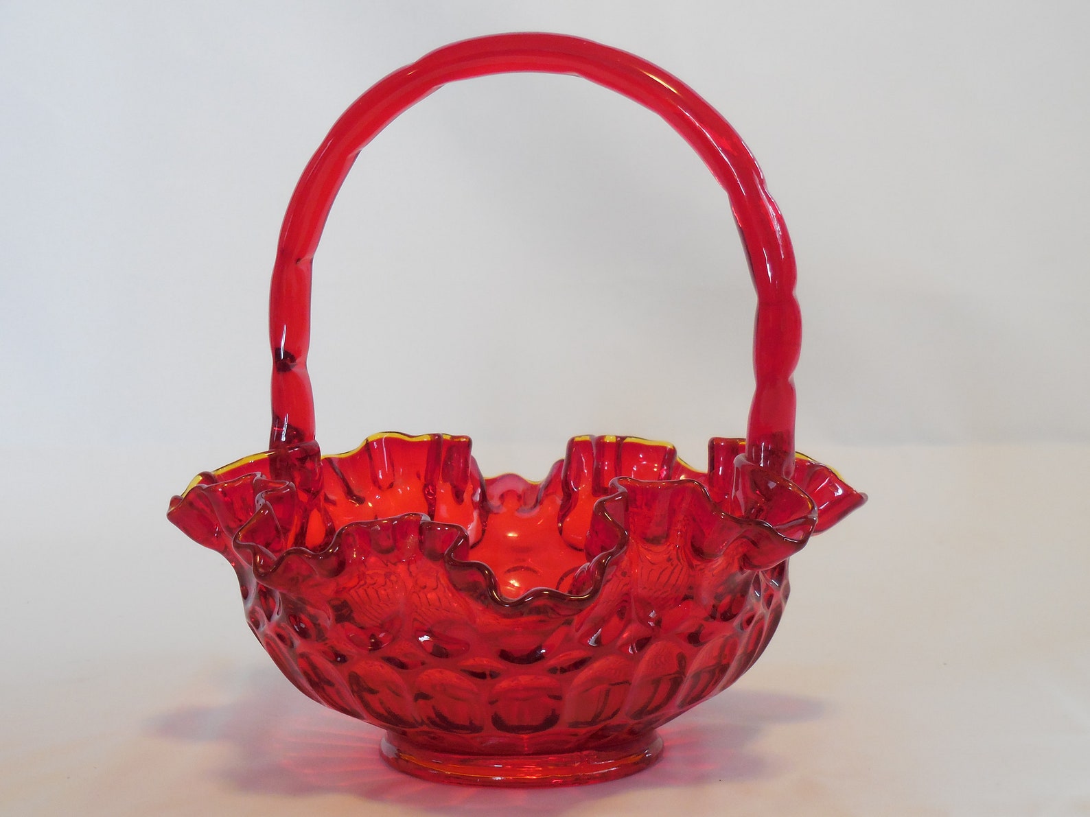 Fenton Ruby Thumbprint 8" Basket - Etsy