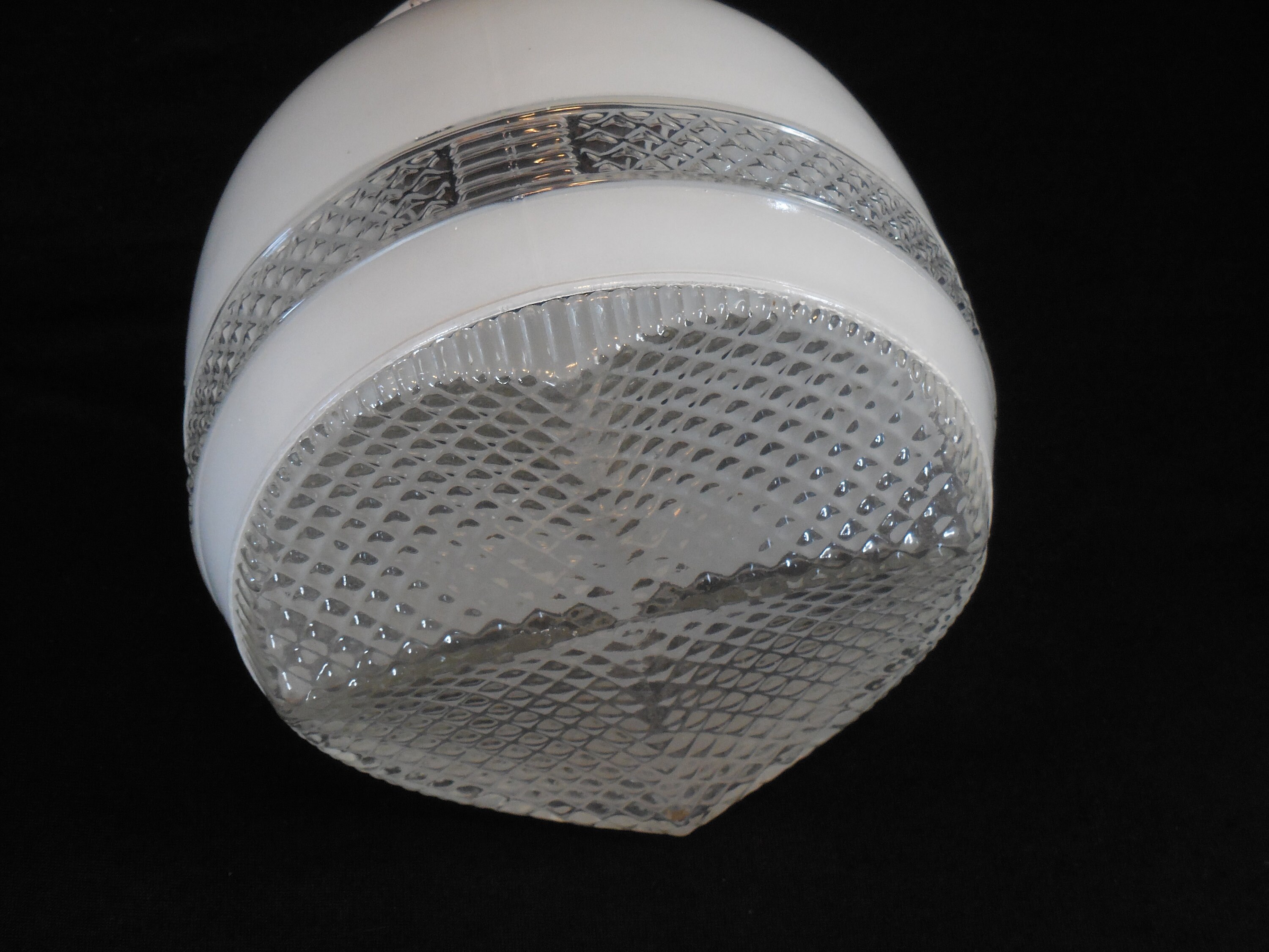 Art Deco White and Clear Light Cover, Mid Century Design Light Shade - Etsy