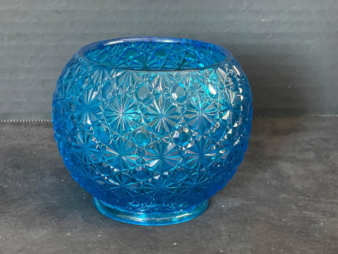 Bright Blue Daisy and Button Rose Bowl Vase - Etsy