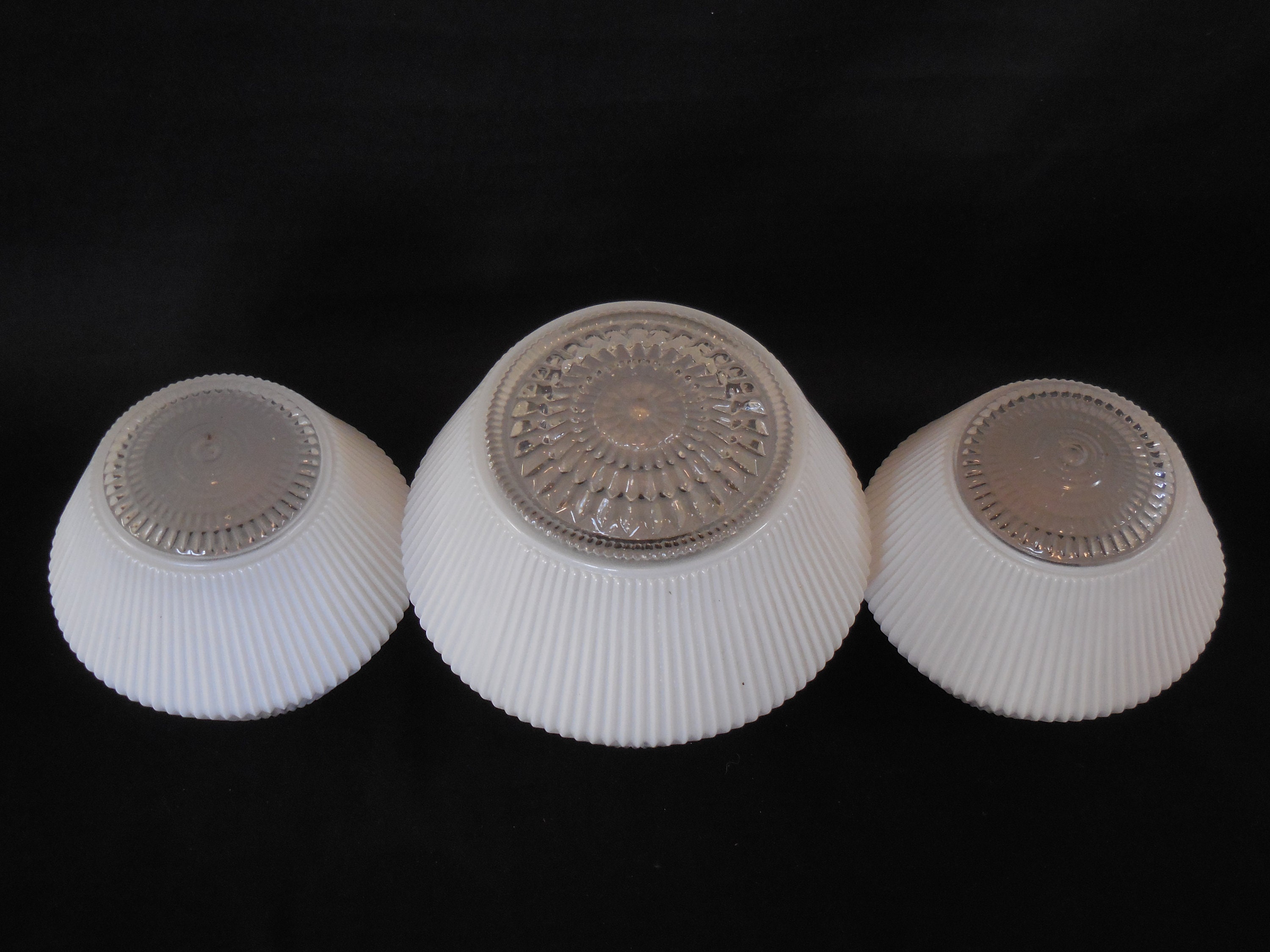 Ribbed Frosted Glass Ceiling Light Covers With Pressed Clear - Etsy UK