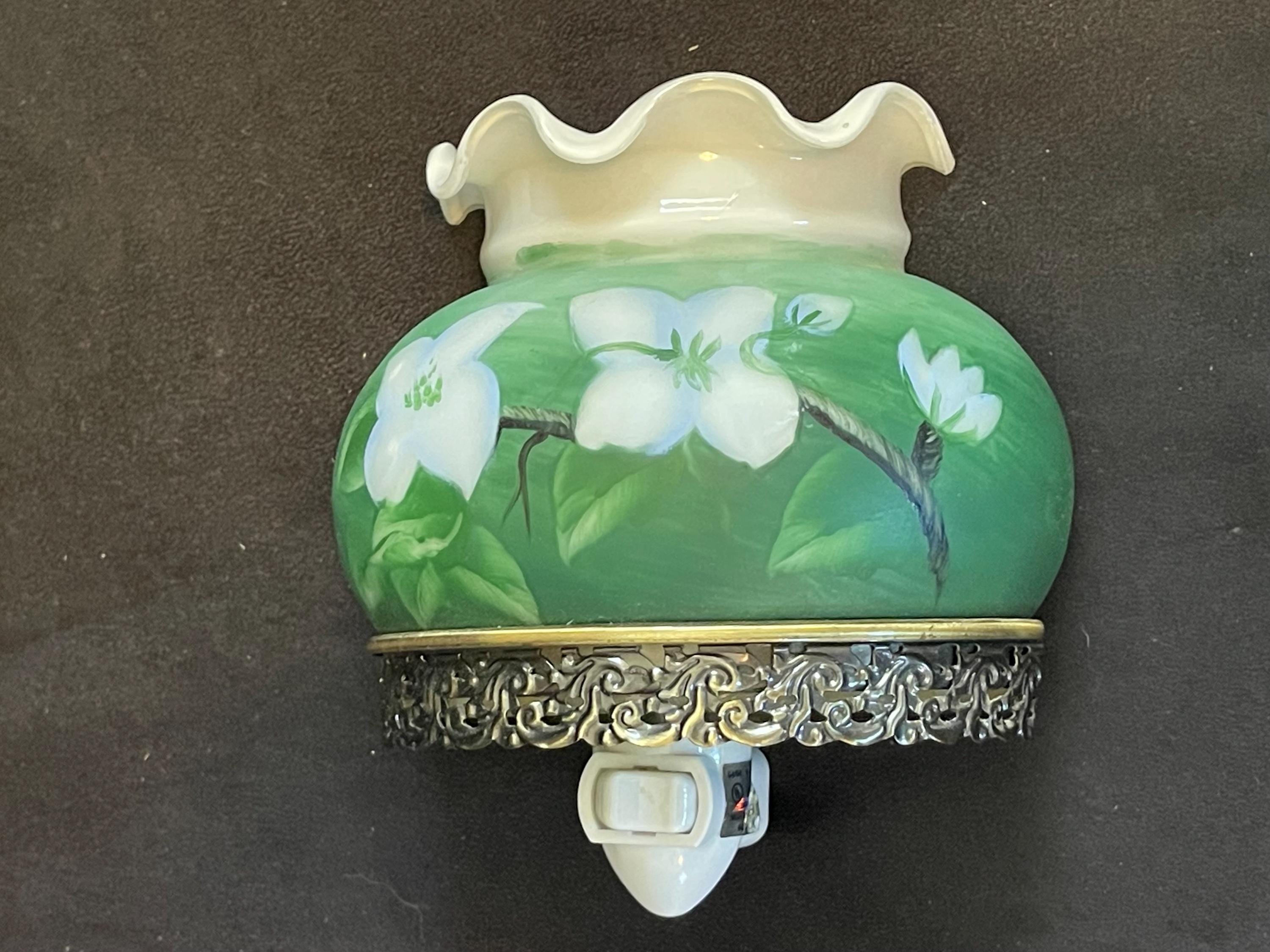 Hand Painted Night Light in Parlor Lamp /hurricane Shade Style - Etsy