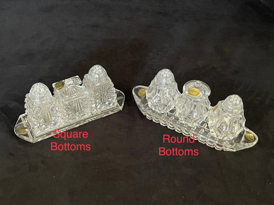 Bohemia Glass Crystal Condiment Set, Choose Style - Etsy