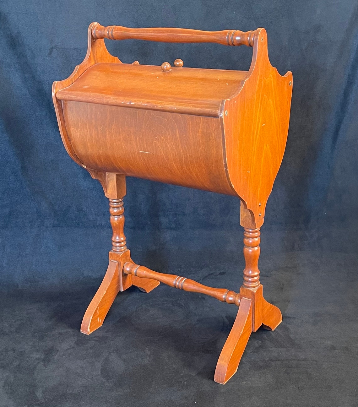 Vintage Curved Bottom Wood Sewing Stand Knitting Cabinet - Etsy