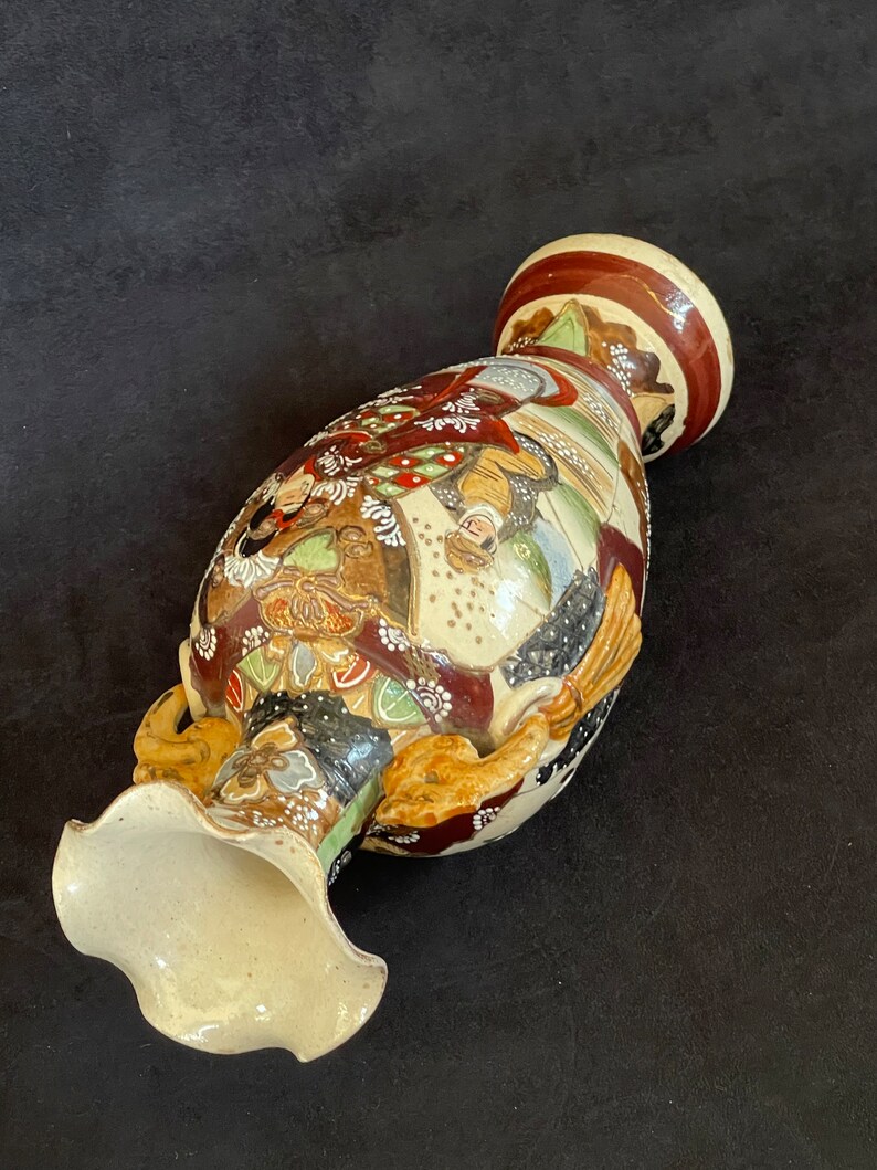 Tall Satsuma Style Vase Hand Painted With Geisha and Floral - Etsy