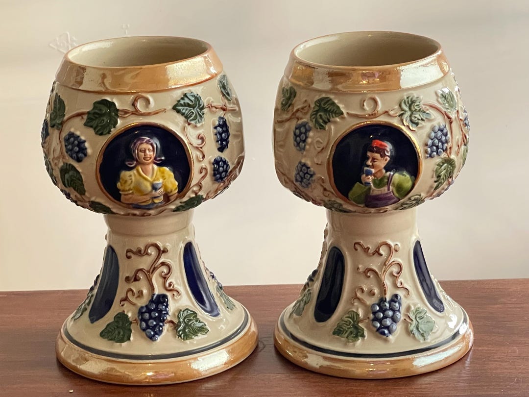 Hand Painted W German Staffel Stoneware Ceramic Goblets/ Steins - Etsy