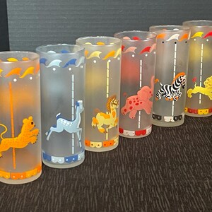 Libbey Merry Go Round Circus Animals Frosted Collins Glasses - Etsy
