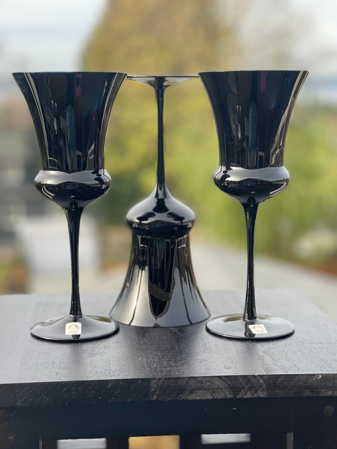 Black Sasaki Crystal Goblets - Etsy