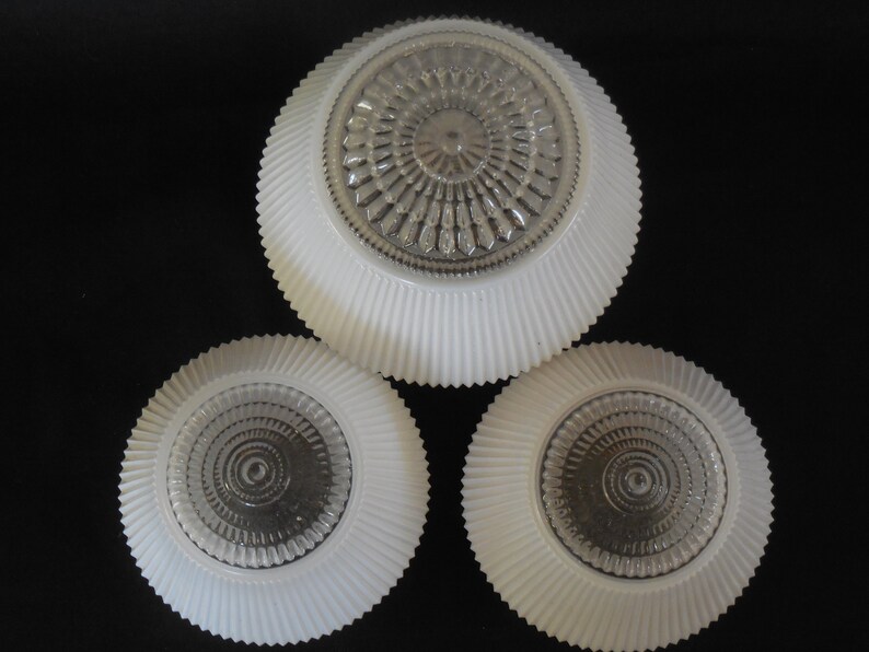 Ribbed Frosted Glass Ceiling Light Covers With Pressed Clear - Etsy UK