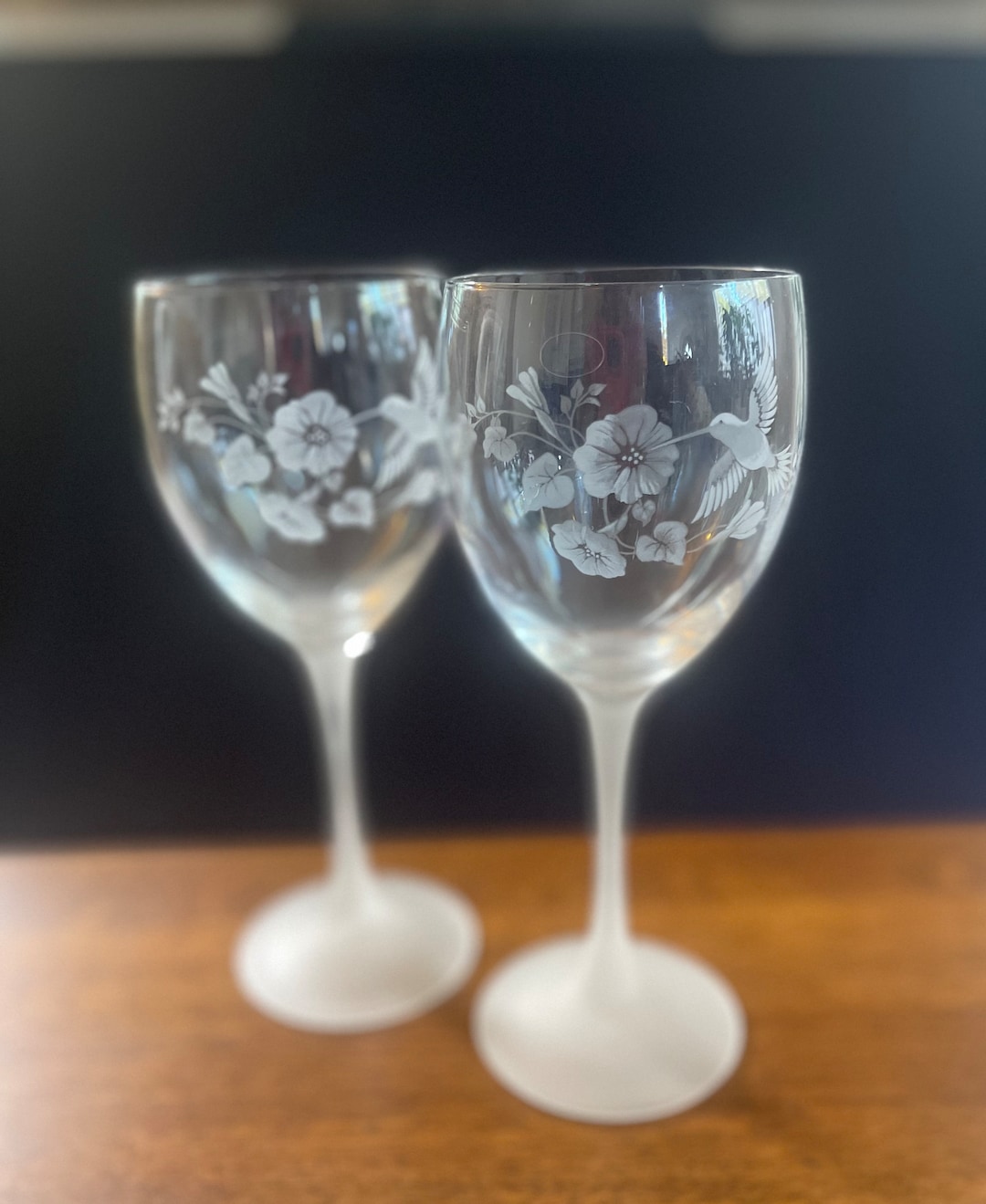 Avon Hummingbird Crystal Etched Goblets - Etsy