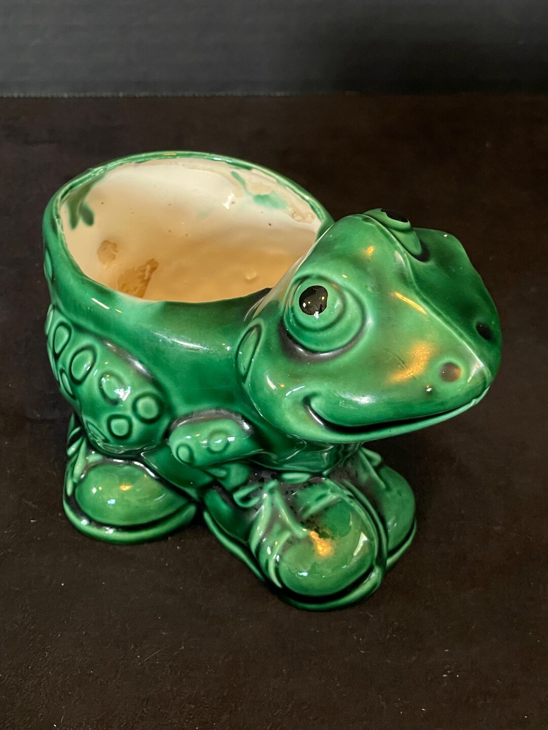 Green Anthropomorphic Ceramic Frog Planter - Etsy
