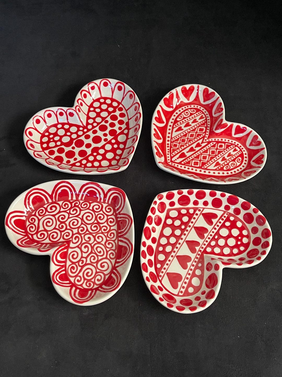 Red and White Heart Shaped Dessert Plates - Etsy