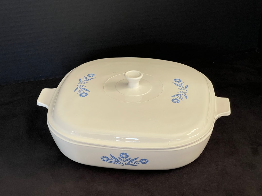 Corning Blue Cornflower 2 Quart Square Casserole With Ceramic Lid - Etsy