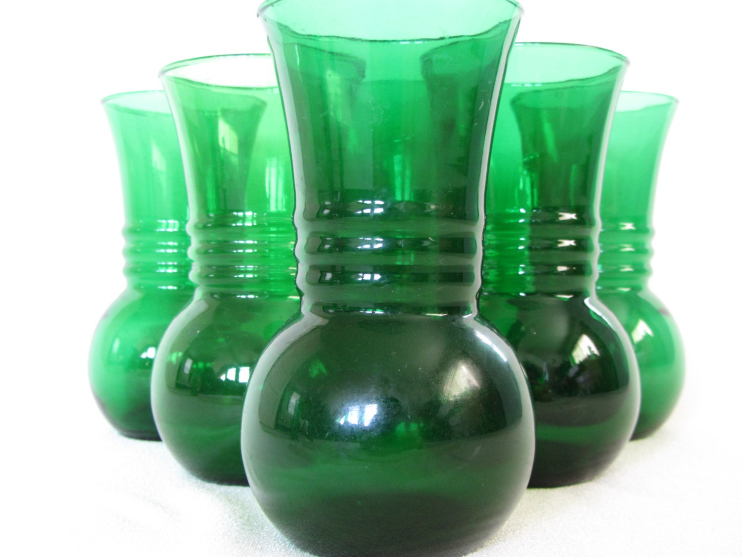 Vintage Emerald Green Anchor Hocking Bulb Vases - Etsy