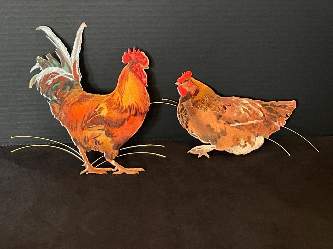 Bovano of Cheshire's Handcrafted Enamel Art Rooster and Chicken Wall ...