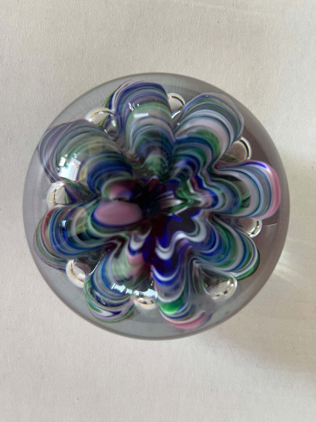 Joe Rice Multicolored Ribbon Crimp Art Glass Paperweight - Etsy