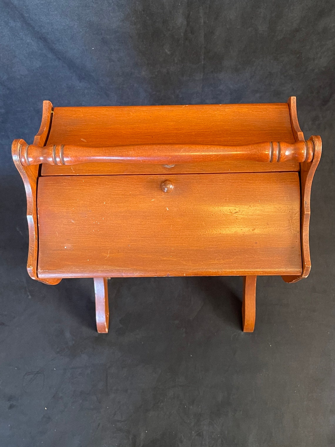 Vintage Curved Bottom Wood Sewing Stand Knitting Cabinet - Etsy