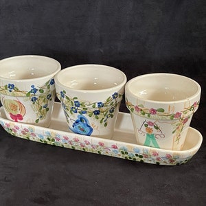 Kathy Hatch in the Garden Planter Pot Trio With Tray - Etsy