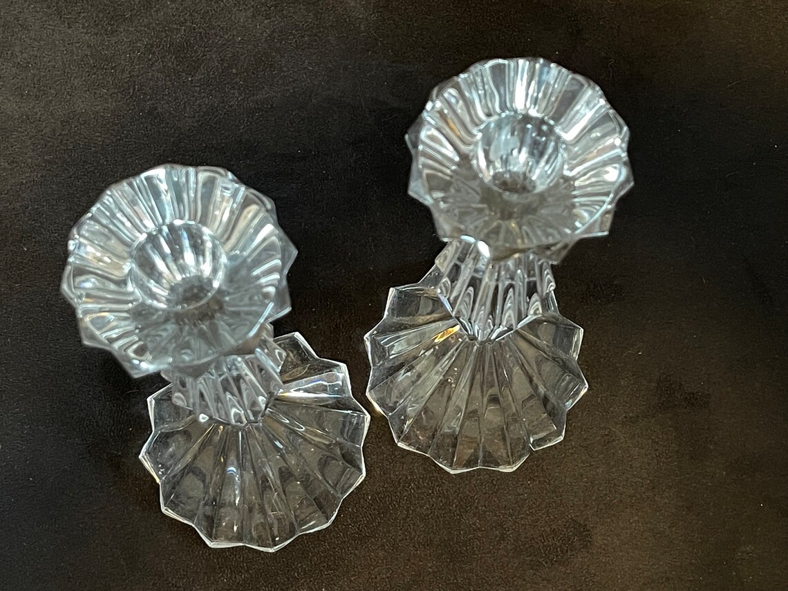 Ribbed Hourglass Shaped Tall Crystal Candle Holders - Etsy