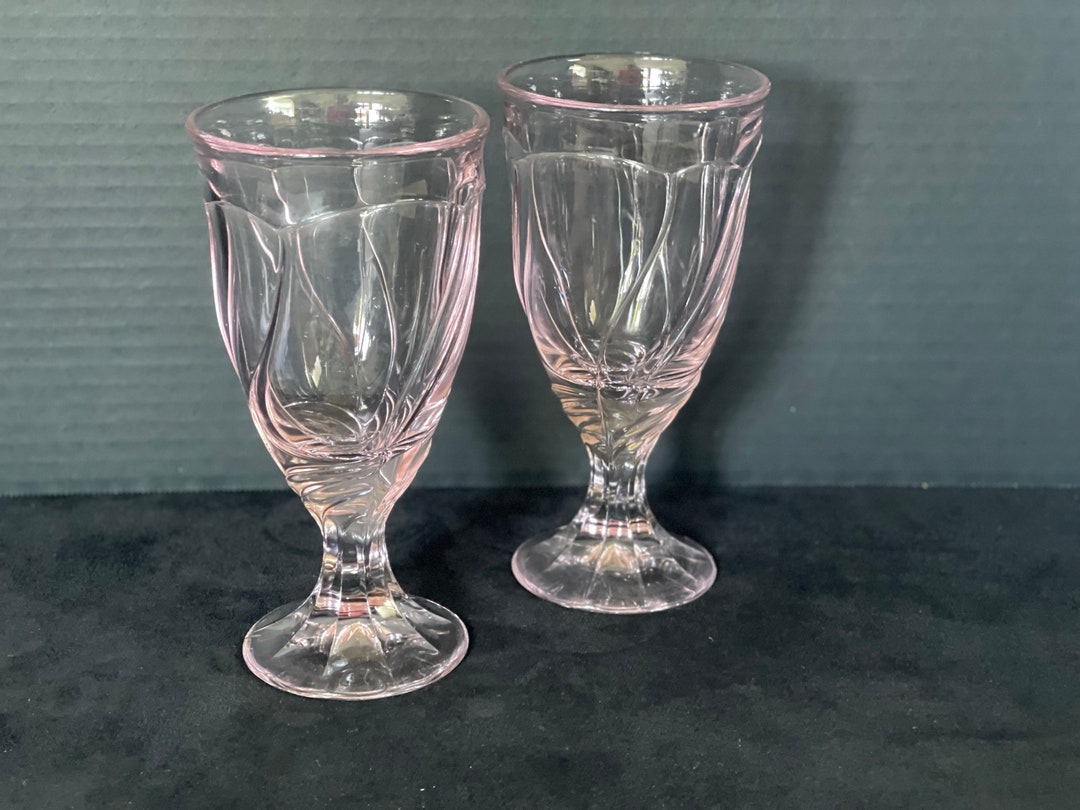 Noritake Pink Sweet Swirl Water Goblets, Pair - Etsy