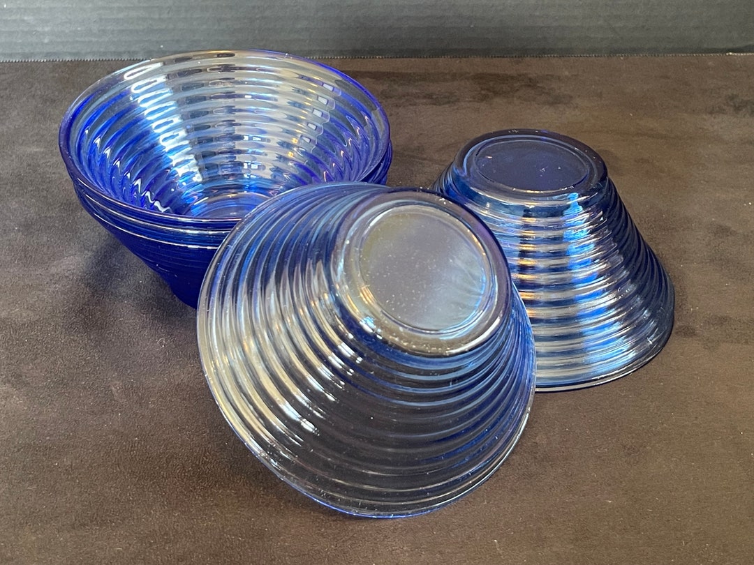 Cobalt Blue Ribbed Bowls, Set of Six - Etsy
