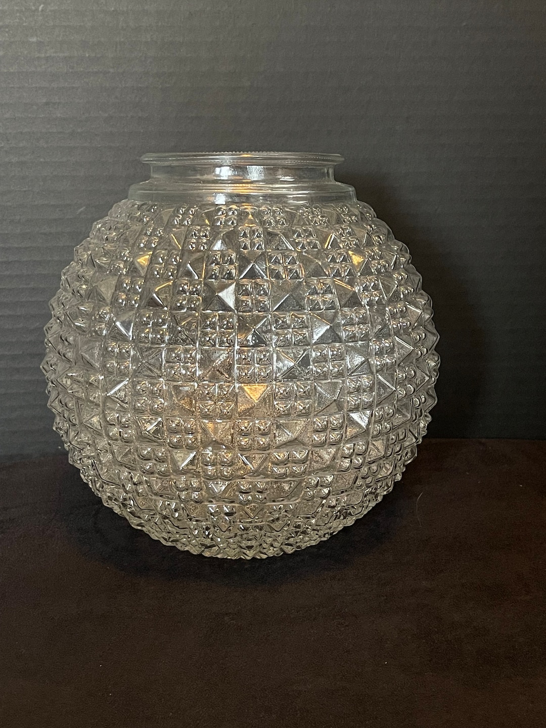 Vintage Glass Ceiling Light Globe, Diamond Patterned Textured Glass ...