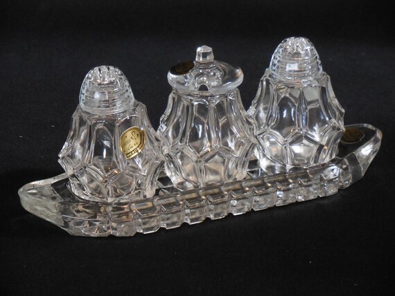 Bohemia Glass Crystal Condiment Set - Etsy