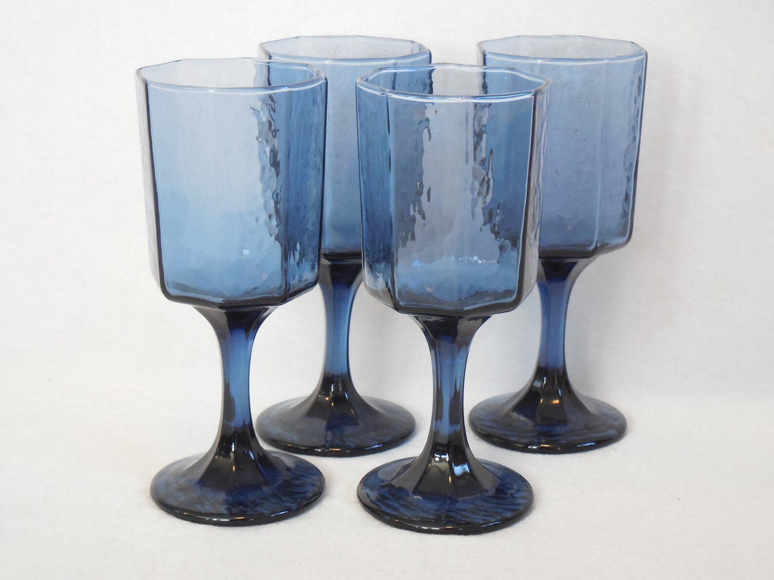 Libbey Cobalt Facets Wine Goblets | Etsy