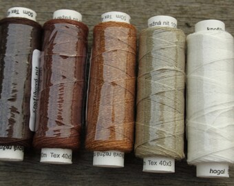 Five Spools of Linen Thread Brown Shades Set Browns Colourway Sewing ...