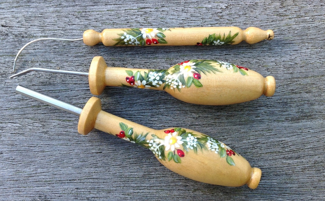 Painted Lacemaking Tools - Lazy Susan, Pin Lifter and Pin Pusher - Etsy UK