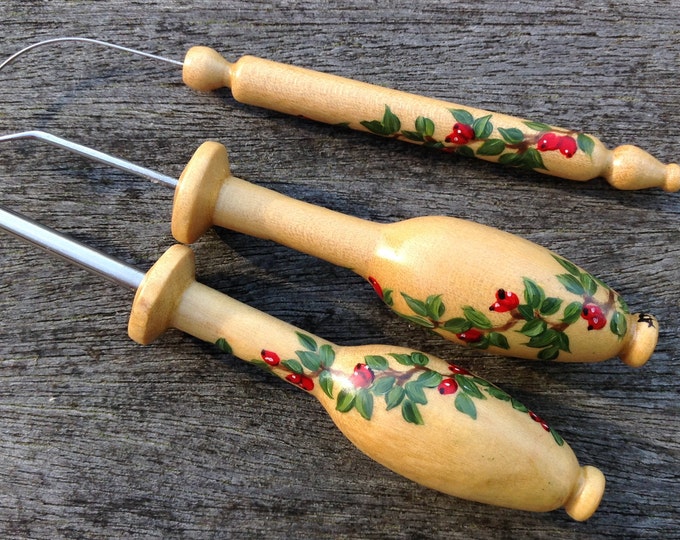 Painted Lacemaking Tools Available Separately Spiral Berries and Leaves ...