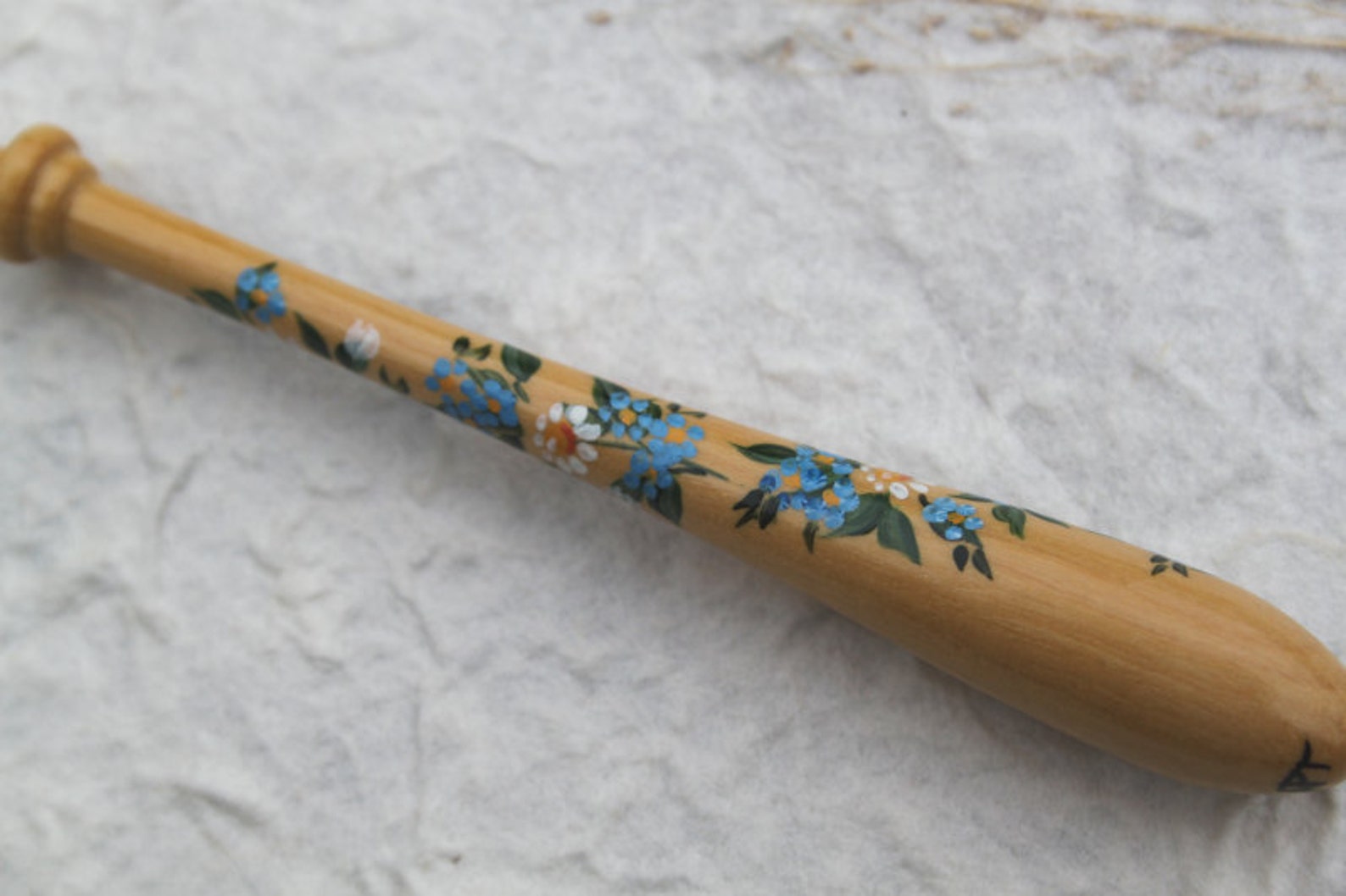 Painted Bayeux Lace Bobbin - a Spiral of Daisies and Forget-me-nots - Etsy