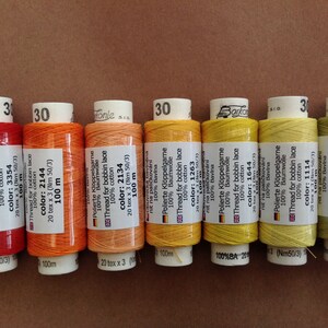 Seven Spools of Czech Cotton Lacemaking Thread - Red, Oranges, Yellows ...