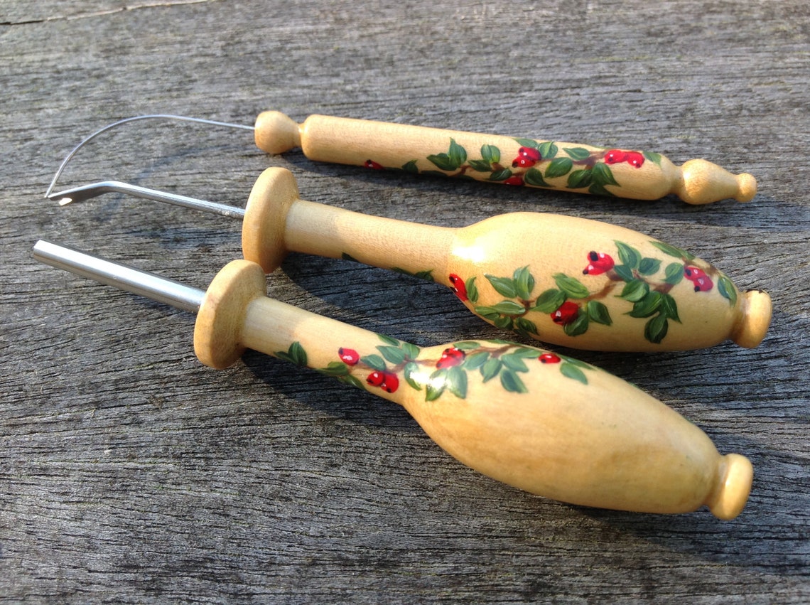 Painted Lacemaking Tools - Available Separately - Spiral Berries and ...