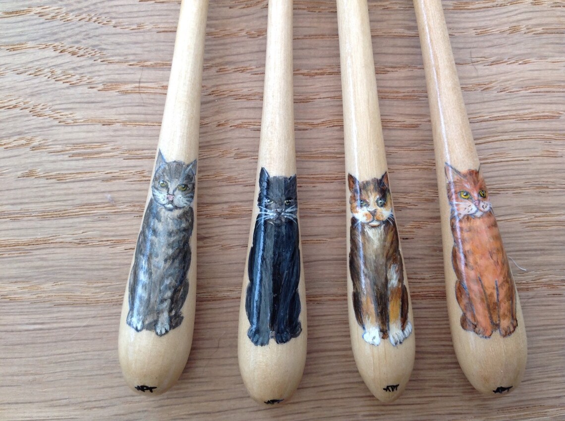 Painted Bayeux Lace Bobbin Choice of Cats - Etsy