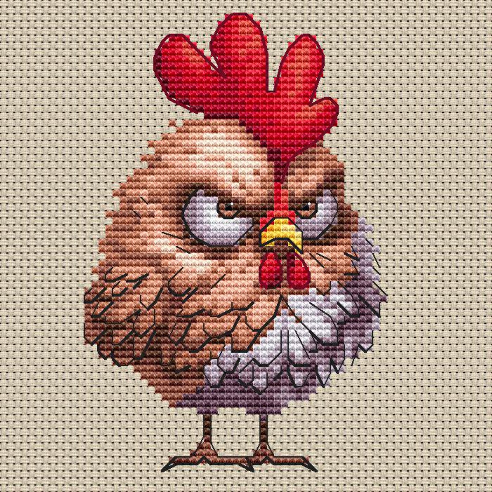 Grumpy Rooster Cross Stitch Pattern PDF, Funny Chicken Embroidery, Cock ...