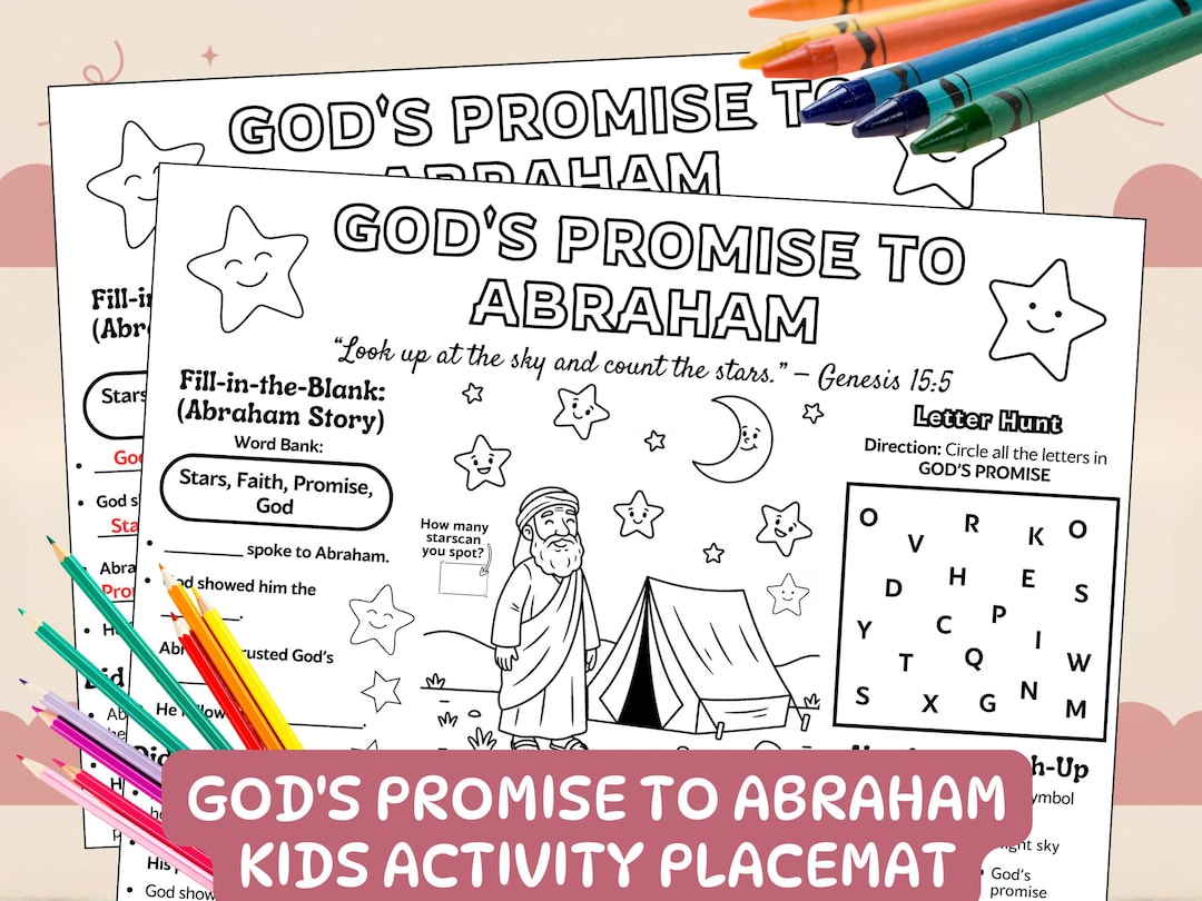 God's Promise to Abraham Printable Placemat Catholic Kids Coloring ...