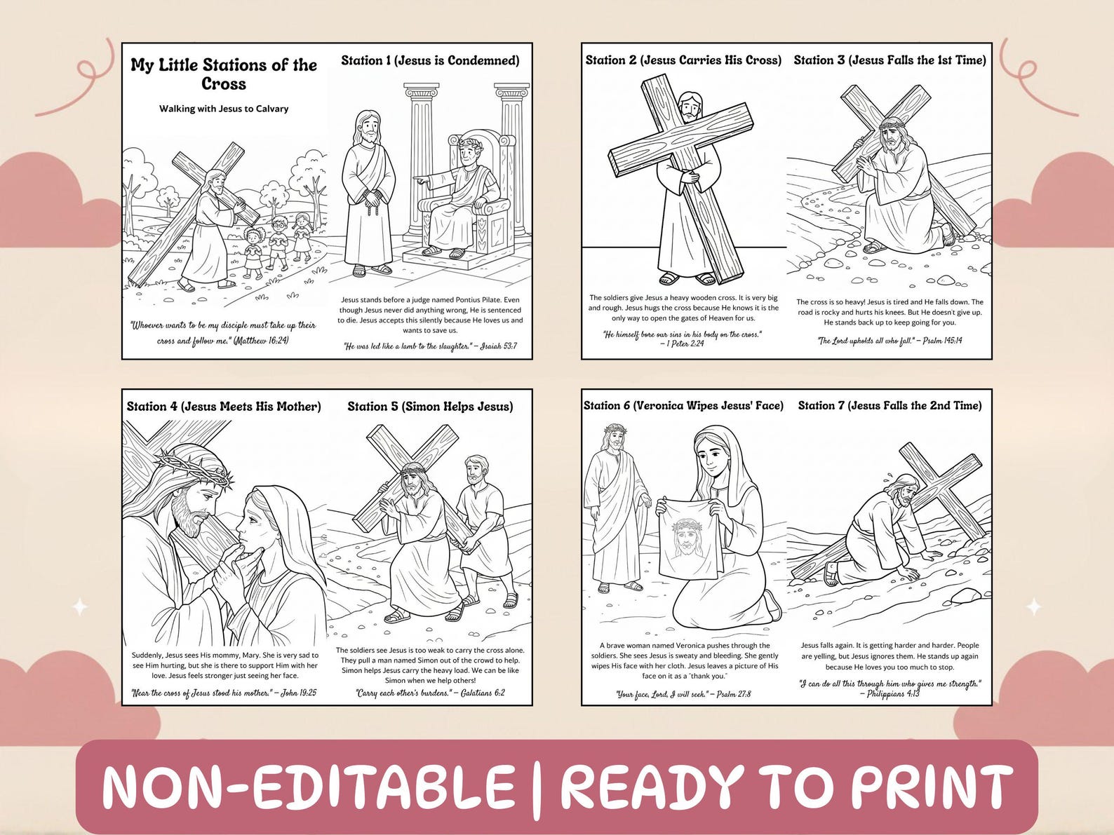 Stations of the Cross Booklet Kids Printable Catholic Lent Booklet Way ...