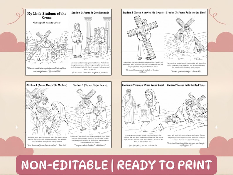 Stations of the Cross Booklet Kids Printable Catholic Lent Booklet Way ...