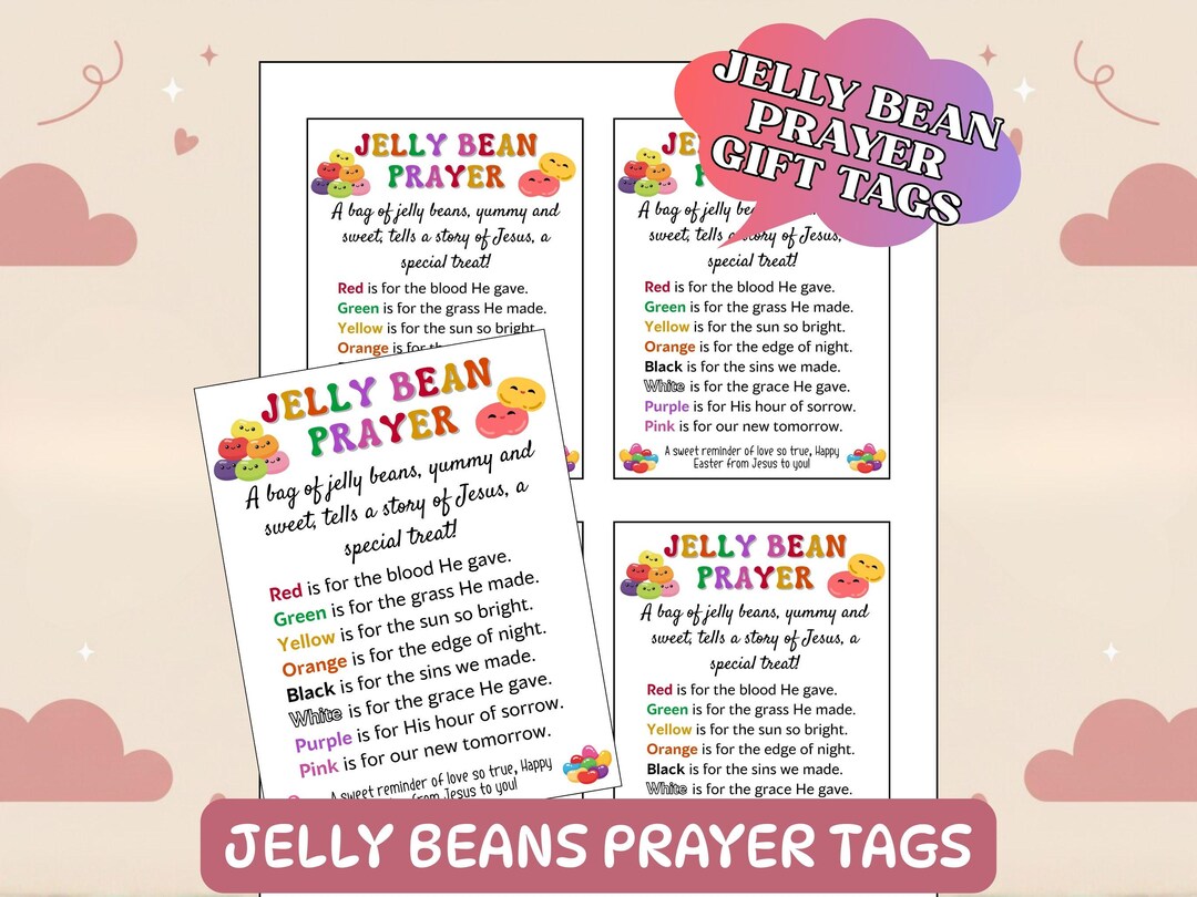 Jelly Bean Prayer Tags Christian Easter Basket Stuffer Treat Religious ...