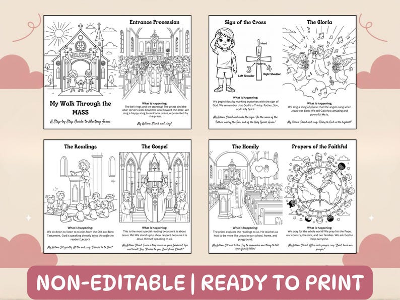 Catholic Order of Mass Printable Booklet Kids Walk Through Mass First ...