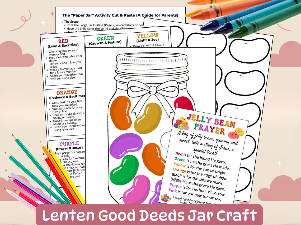 Printable Lent Craft for Kids Good Deeds Jar Catholic Easter Activity ...